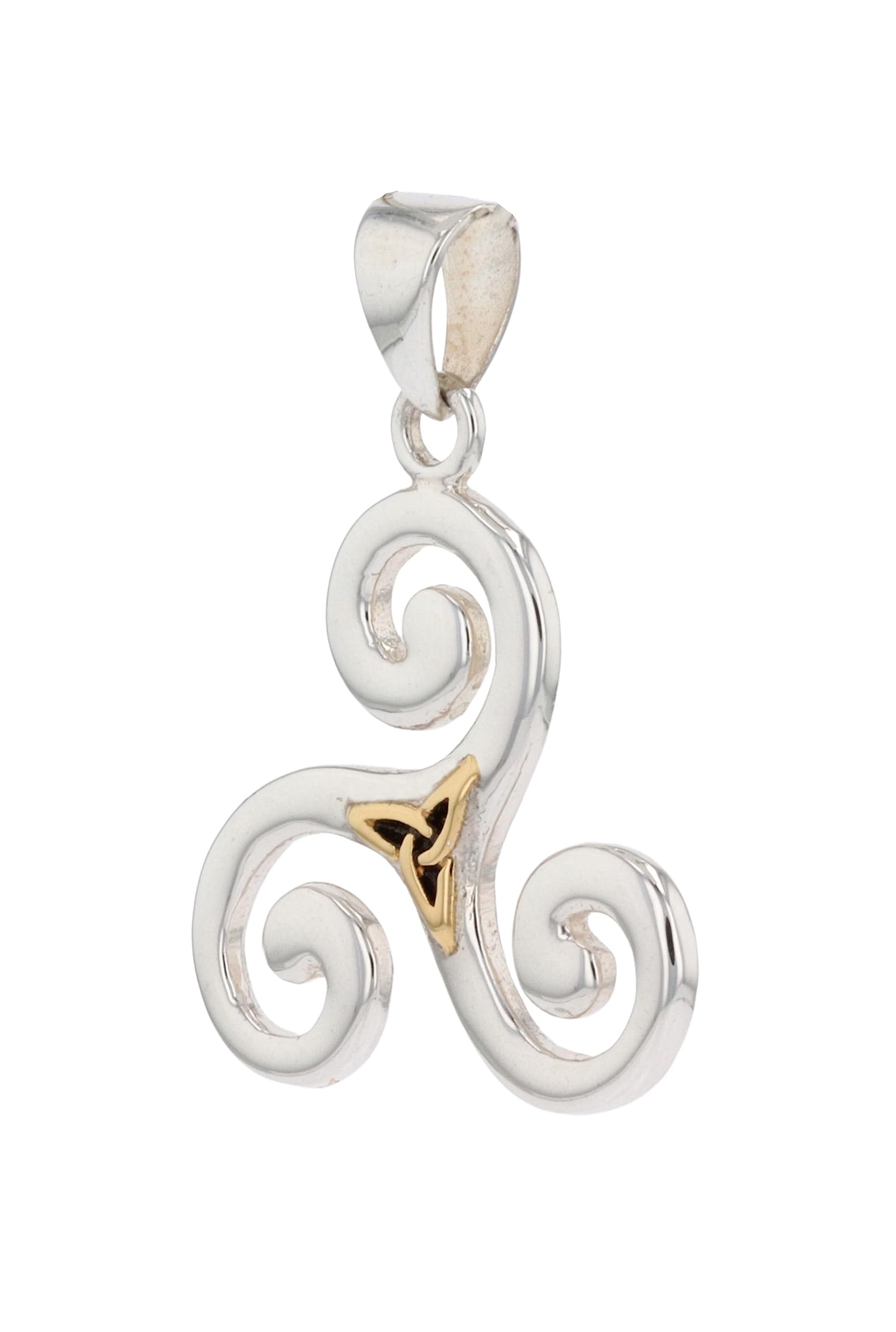 Jewelry Trends Celtic Triskele with Gold-Plated Trinity Knot Sterling Silver Pendant