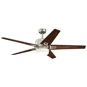 westinghouse 7204600 brushed nickel, remote control included zephyr 56-inch indoor ceiling fan, dimmable led light kit with opal frosted glass