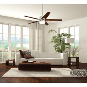 Westinghouse 7204600 Brushed Nickel, Remote Control Included Zephyr 56-inch Indoor Ceiling Fan, Dimmable LED Light Kit with Opal Frosted Glass