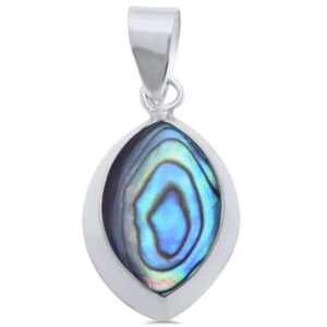 oxford diamond co simulated abalone marquise .925 sterling silver pendant