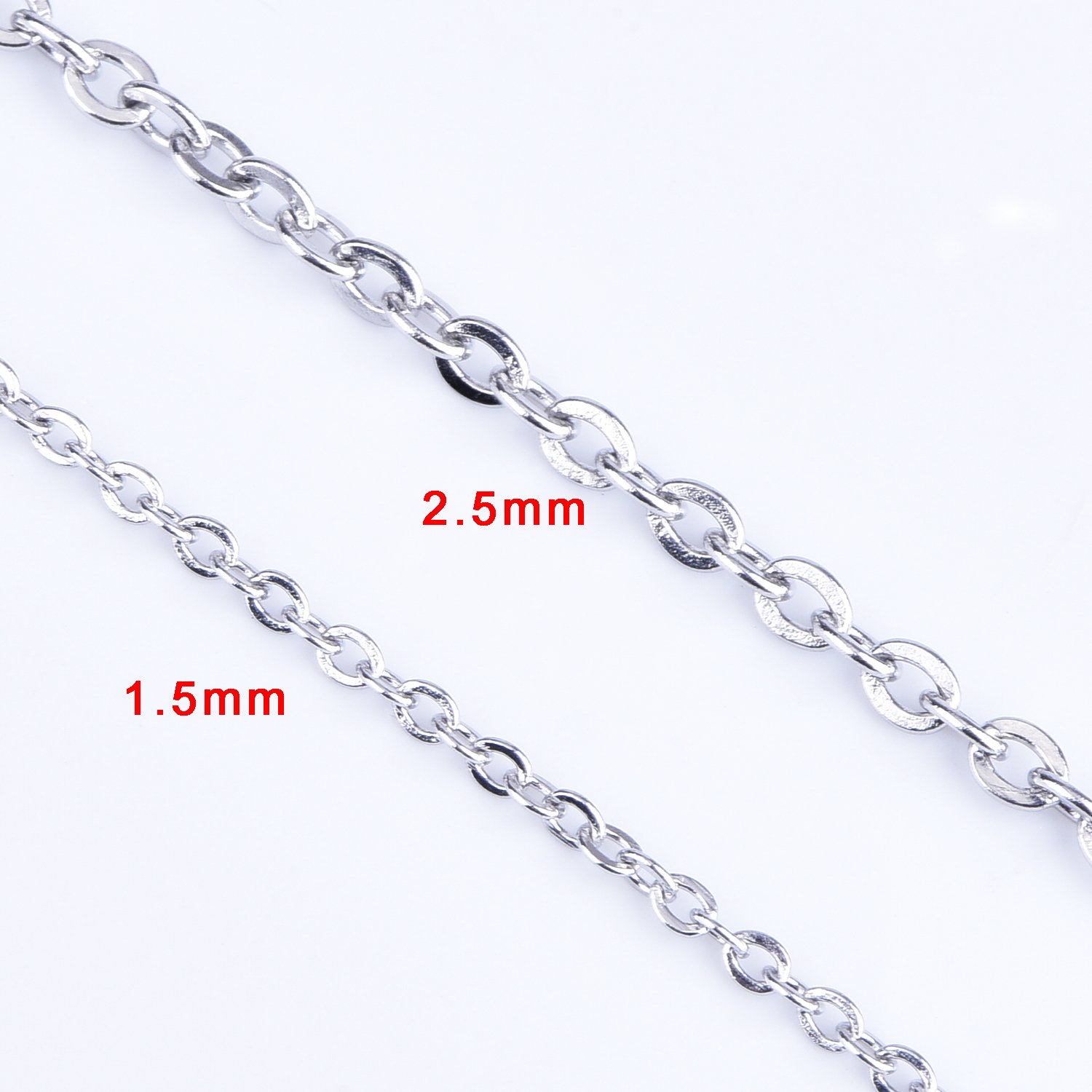 33 Feet Stainless Steel DIY Link Chain Necklaces with 20 Lobster Clasps and 30 Jump Rings for Jewelry Making (2.5 mm)