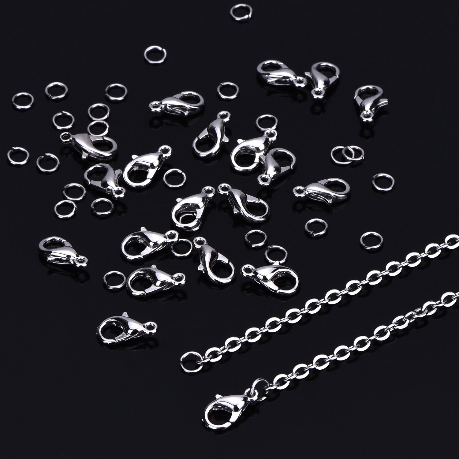 33 Feet Stainless Steel DIY Link Chain Necklaces with 20 Lobster Clasps and 30 Jump Rings for Jewelry Making (2.5 mm)