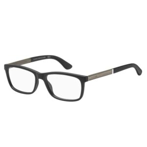 tommy hilfiger plastic rectangular eyeglasses 55 0003 matte black