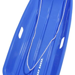 Slippery Racer Downhill Sprinter Flexible Kids Toddler Plastic Cold-Resistant Toboggan Snow Sled with Pull Rope and Handles -35 Inch (BLUE)