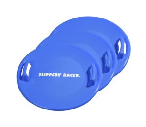 slippery racer downhill pro 26 inch diameter cold resistant kids saucer disc outdoor winter toy snow sled, blue (3 pack)