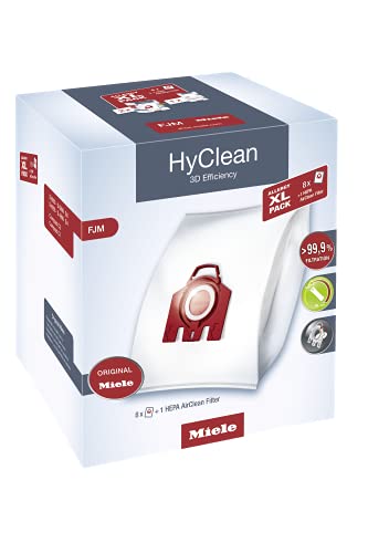 Miele XL Pack - 8X Hyclean 3D FJM Vacuum Bags +1 Hepa Filter SF-HA 50