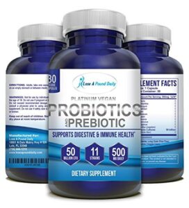 lose a pound daily best vegan probiotic | non gmo. probiotic for men | probiotic for women. delayed release prebiotic 50 billion cfu shelf stable 11 strains. 30 capsules, 1 bottle | 500mg acidophilus