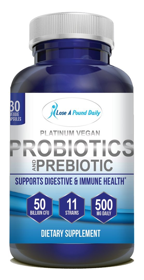 Lose A Pound Daily Best Vegan Probiotic | Non GMO. Probiotic for Men | Probiotic for Women. Delayed Release Prebiotic 50 Billion CFU Shelf Stable 11 Strains. 30 Capsules, 1 Bottle | 500mg Acidophilus