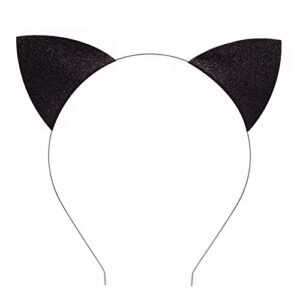 merroyal glitter cat ears headband halloween fancy dress cat woman hairband cosplay (black)