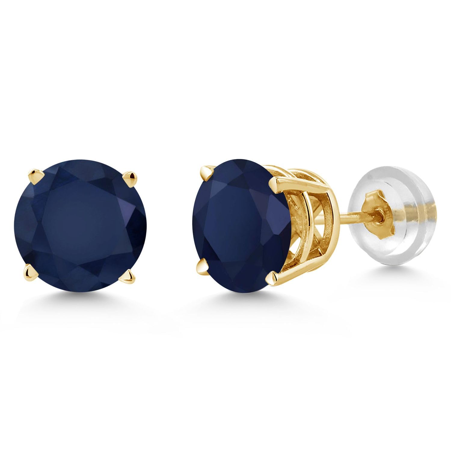 Gem Stone King 14K Yellow Gold Gemstone Birthstone Stud Earrings | Round 6MM | Gold Earrings for Women