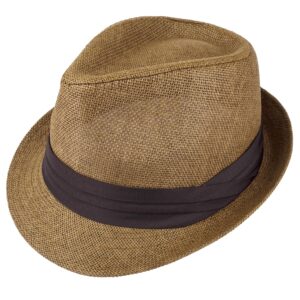 gelante summer fedora panama straw hats with black band m215-tan-l/xl