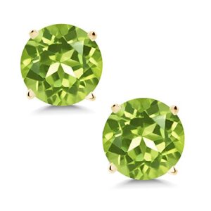 gem stone king 14k yellow gold round 5mm gemstone birthstone stud earrings | gold earrings for women