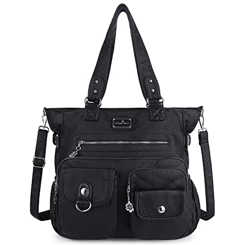 Angelkiss Purses Handbags for Women PU Tote Satchel Bags for Women Pockets Shoulder Bags XS160500 (black)