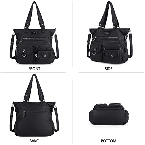 Angelkiss Purses Handbags for Women PU Tote Satchel Bags for Women Pockets Shoulder Bags XS160500 (black)