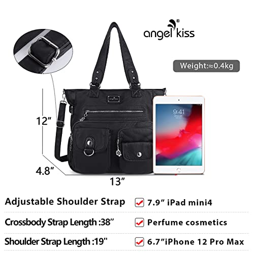 Angelkiss Purses Handbags for Women PU Tote Satchel Bags for Women Pockets Shoulder Bags XS160500 (black)