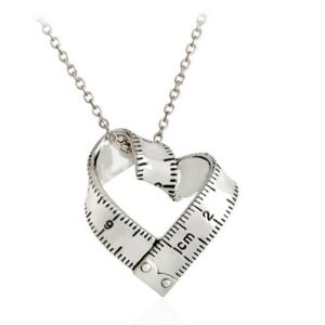 Meiligo® Fashion Teacher Gift, Hairstylist Gift Rotate Love Heart Necklace Jewelry Ruler Charm Necklace (Antique Silver)