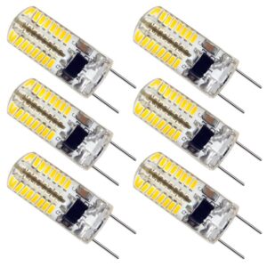 zeefo g8 led bulbs, dimmable 110v-130v 3w warm white 3000k, 64 x 3014 smd energy saving light bulbs (20w-25w halogen g8 led bulb equivalent) for light fitting, under counter kitchen lighting (6 pack)