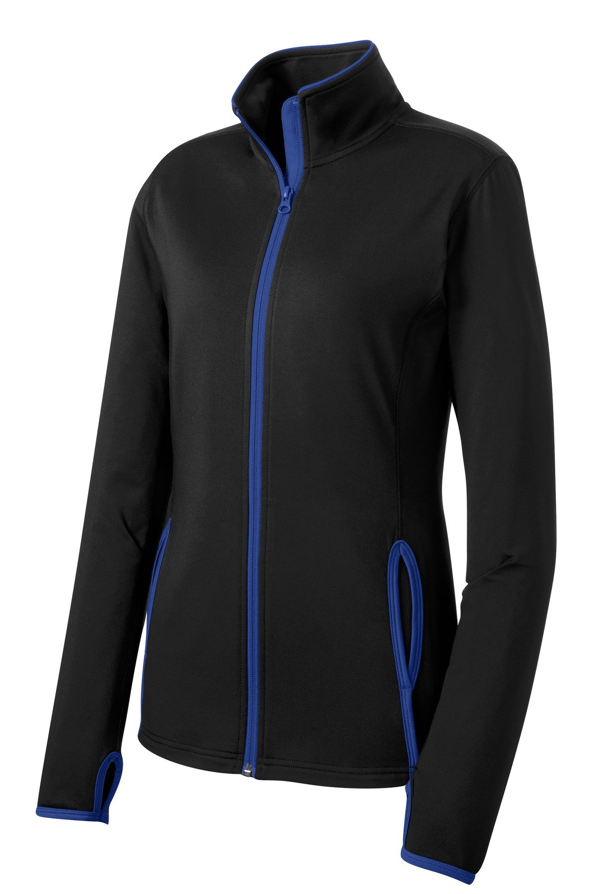 SPORT-TEK Ladies Sport-Wick Stretch Contrast Full-Zip Jacket. LST853