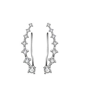 ear climbers/ear crawlers earrings cuff climber pins (white rhinestones)