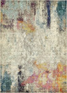 unique loom chromatic collection modern colorful & vibrant abstract area rug for any home décor (9' 0 x 12' 0 rectangular, beige/ pink)