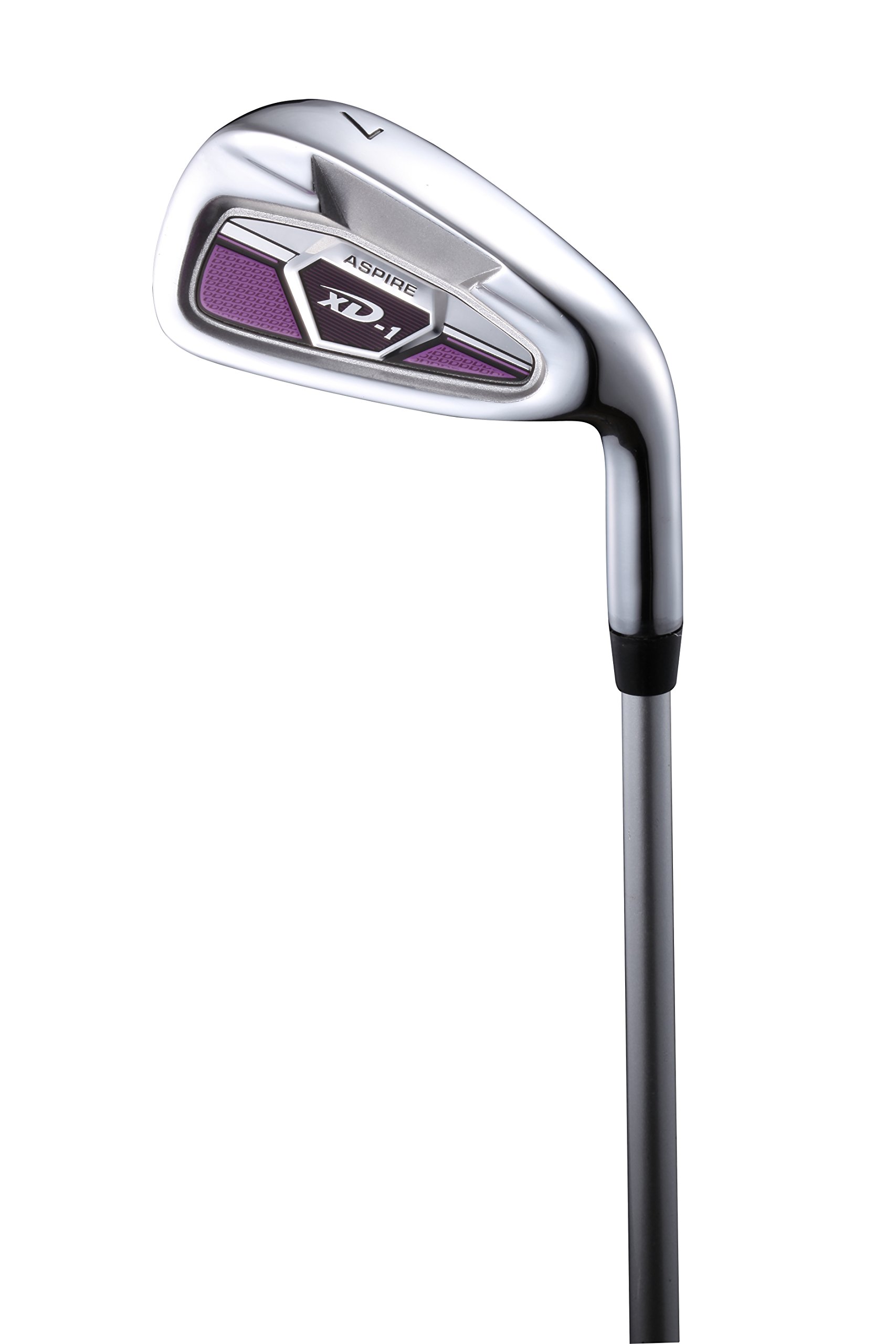 Aspire XD1 Ladies Womens Complete Right Handed Golf Clubs Set Includes Titanium Driver, S.S. Fairway, S.S. Hybrid, S.S. 6-PW Irons, Putter, Stand Bag, 3 H/C's Purple (Right Hand Petite -1")