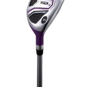 Aspire XD1 Ladies Womens Complete Right Handed Golf Clubs Set Includes Titanium Driver, S.S. Fairway, S.S. Hybrid, S.S. 6-PW Irons, Putter, Stand Bag, 3 H/C's Purple (Right Hand Petite -1")