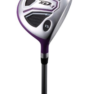 Aspire XD1 Ladies Womens Complete Right Handed Golf Clubs Set Includes Titanium Driver, S.S. Fairway, S.S. Hybrid, S.S. 6-PW Irons, Putter, Stand Bag, 3 H/C's Purple (Right Hand Petite -1")