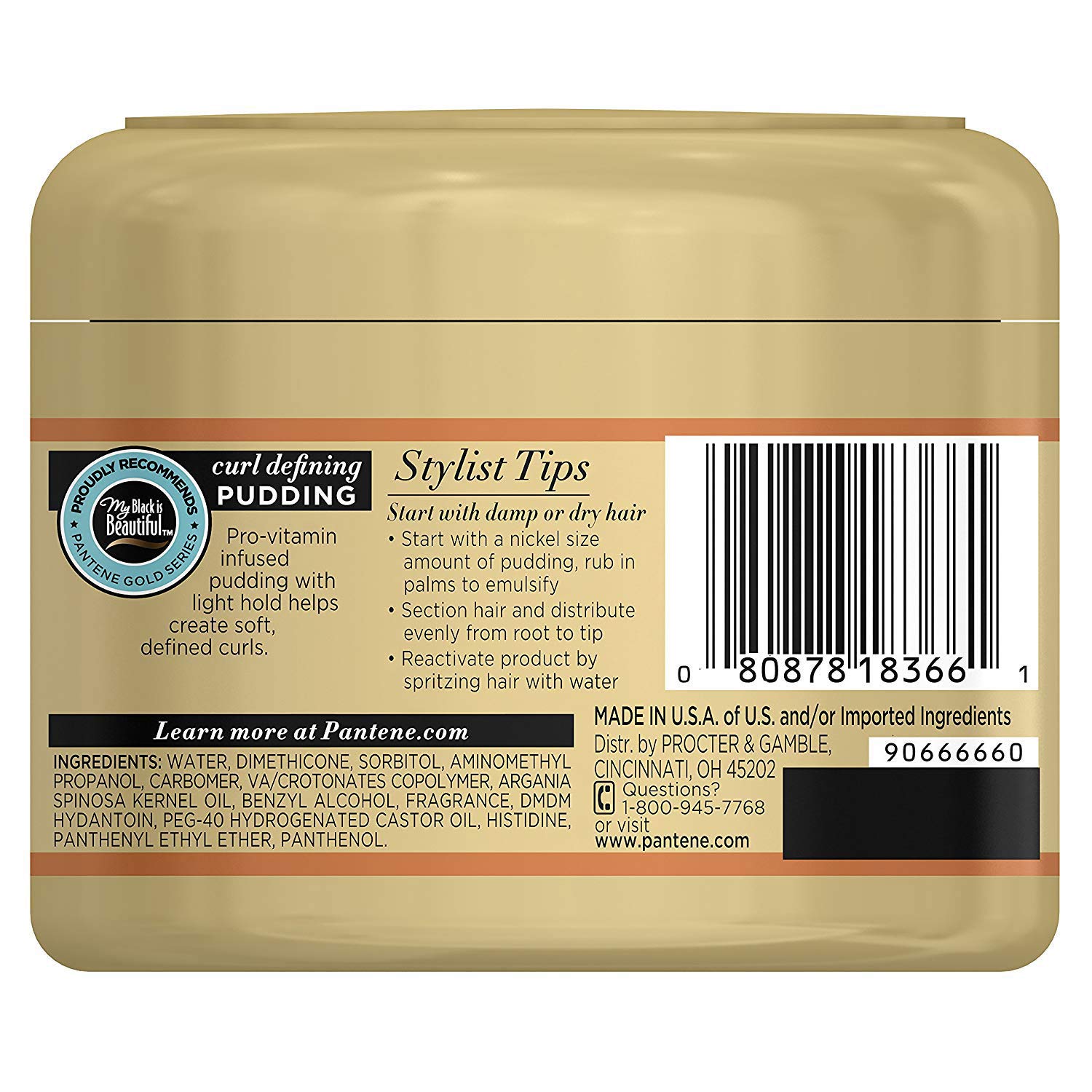 Pantene Gold Series Pudding Curl Defining 7.6 Ounce Jar (225ml) (2 Pack)