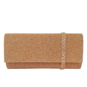 jnb crushed cork clutch w/gold glitter, gold