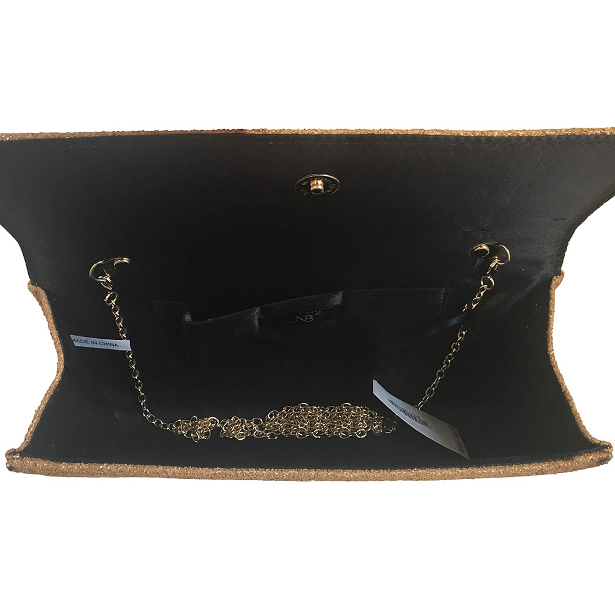 JNB Crushed Cork Clutch w/Gold Glitter, Gold