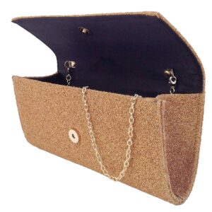 JNB Crushed Cork Clutch w/Gold Glitter, Gold