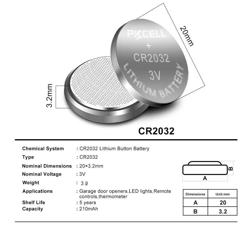 2032 3V Battery, CR2032 Lithium 3v Coin Cell Battery 2032 Watch Battery ,100 Counts