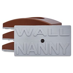 wall nanny - baby gate wall protector (made in usa) protect walls from pet gates & dog gates - no safety hazard on spindles - for child pressure mounted baby gate for stairs cup guard - brown, 4 pack