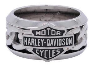 harley-davidson men's stainless steel chain bar & shield h-d ring hsr0031 (9)