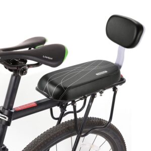 Lixada Bicycle Back Seat Cycling Bike Bicycle MTB PU Leather Soft Cushion Rear Rack Seat Children Seat with Back Rest