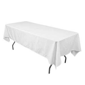 sparkles make it special 10-pcs 60" x 102" inch rectangular polyester cloth fabric linen tablecloth - wedding reception restaurant banquet party - machine washable - white