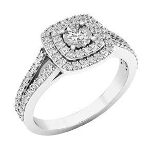 dazzlingrock collection 0.60 carat (ctw) 10k round diamond ladies split shank bridal engagement ring, white gold, size 6