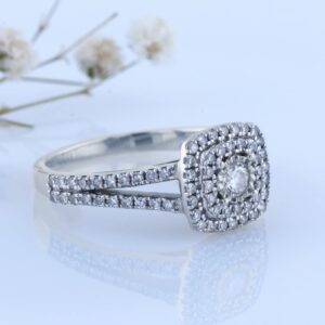 Dazzlingrock Collection 0.60 Carat (ctw) 10K Round Diamond Ladies Split Shank Bridal Engagement Ring, White Gold, Size 6