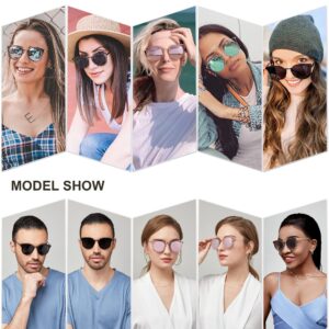 SOJOS Fashion Round Polarized Sunglasses for Women UV400 Mirrored Lens SJ1057 with Rose Gold Frame/Pink Mirrored Lens