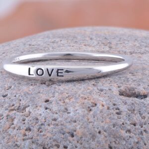 SILVERCLOSEOUT Rhodium Plated Sterling Silver Thin Stackable Womens Love Ring Thin Stacking Rings- Size 11