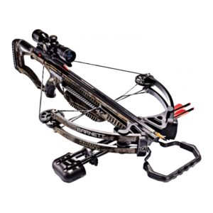 barnett whitetail hunter ii crossbow, with 4x32 multi-reticle scope, 2 headhunter arrows, lightweight quiver