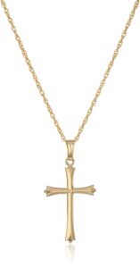 amazon essentials ladies' 14k gold filled polished embossed cross pendant necklace, 18" (previously amazon collection)