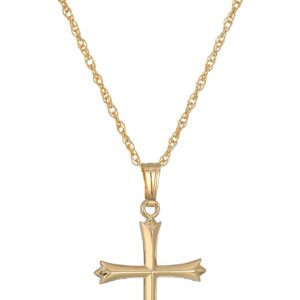 Amazon Essentials Ladies' 14k Gold Filled Polished Embossed Cross Pendant Necklace, 18" (previously Amazon Collection)