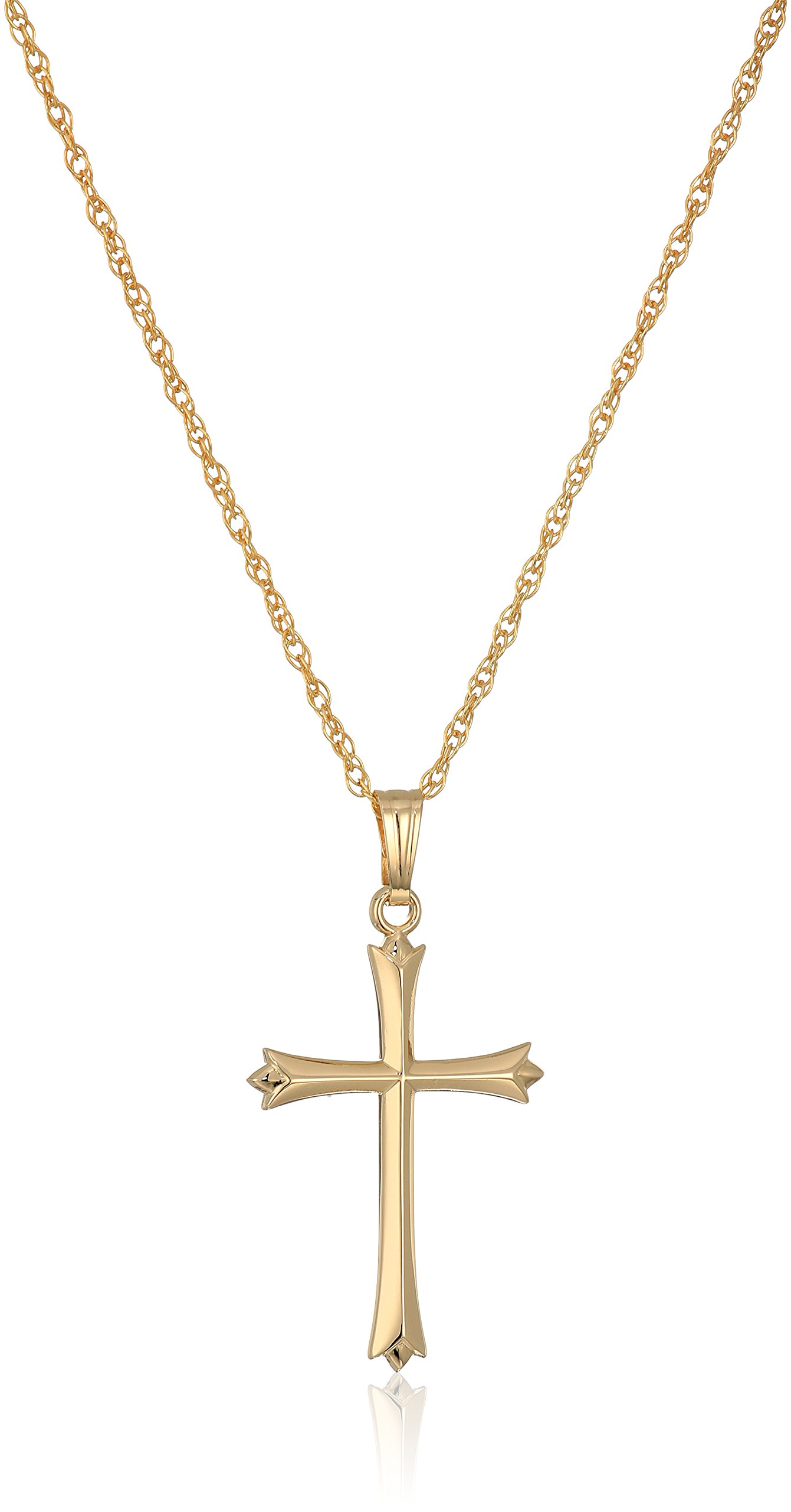 Amazon Essentials Ladies' 14k Gold Filled Polished Embossed Cross Pendant Necklace, 18" (previously Amazon Collection)