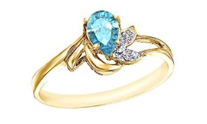 jewel zone us simulated blue topaz & white natural diamond fashion engagement ring in 10k solid gold (0.75 cttw)