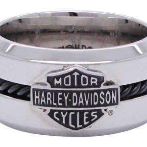 Harley-Davidson Men's Black Stainless Steel Wire Bar & Shield Ring HSR0032 (12)