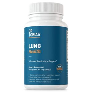 dr. tobias lung health, lung support supplement with vitamin c, butterbur, quercetin & bromelain, lung cleanse & detox formula for bronchial & respiratory system, non-gmo, 60 capsules, 60 servings