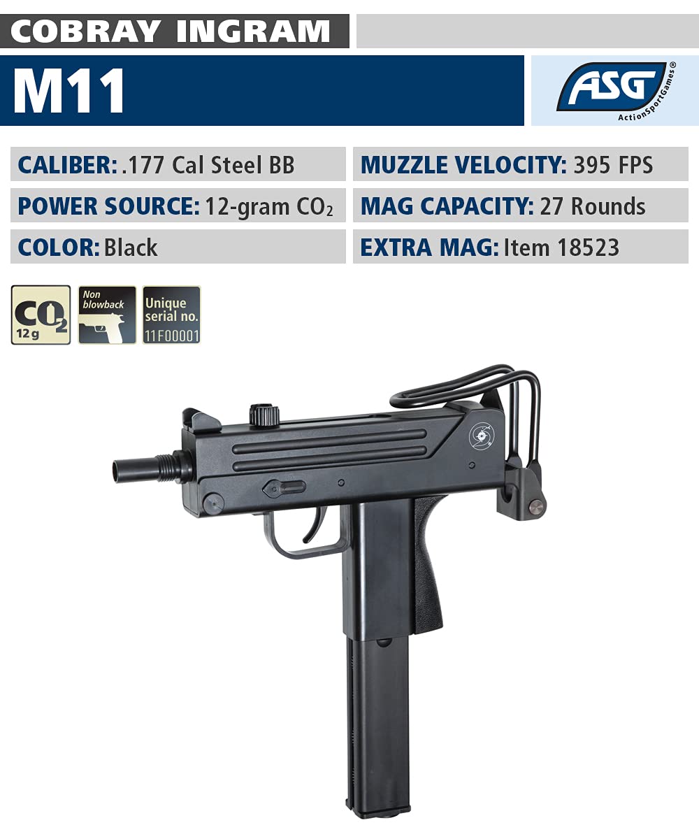 ASG Ingram/Cobray M11 .177 Caliber Steel BB Gun Non-Blowback Air Pistol