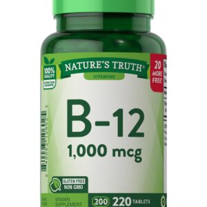 Nature's Truth B12 Vitamin Tablets | 1000 mcg | 220 Count | Non-GMO & Gluten Free Supplement