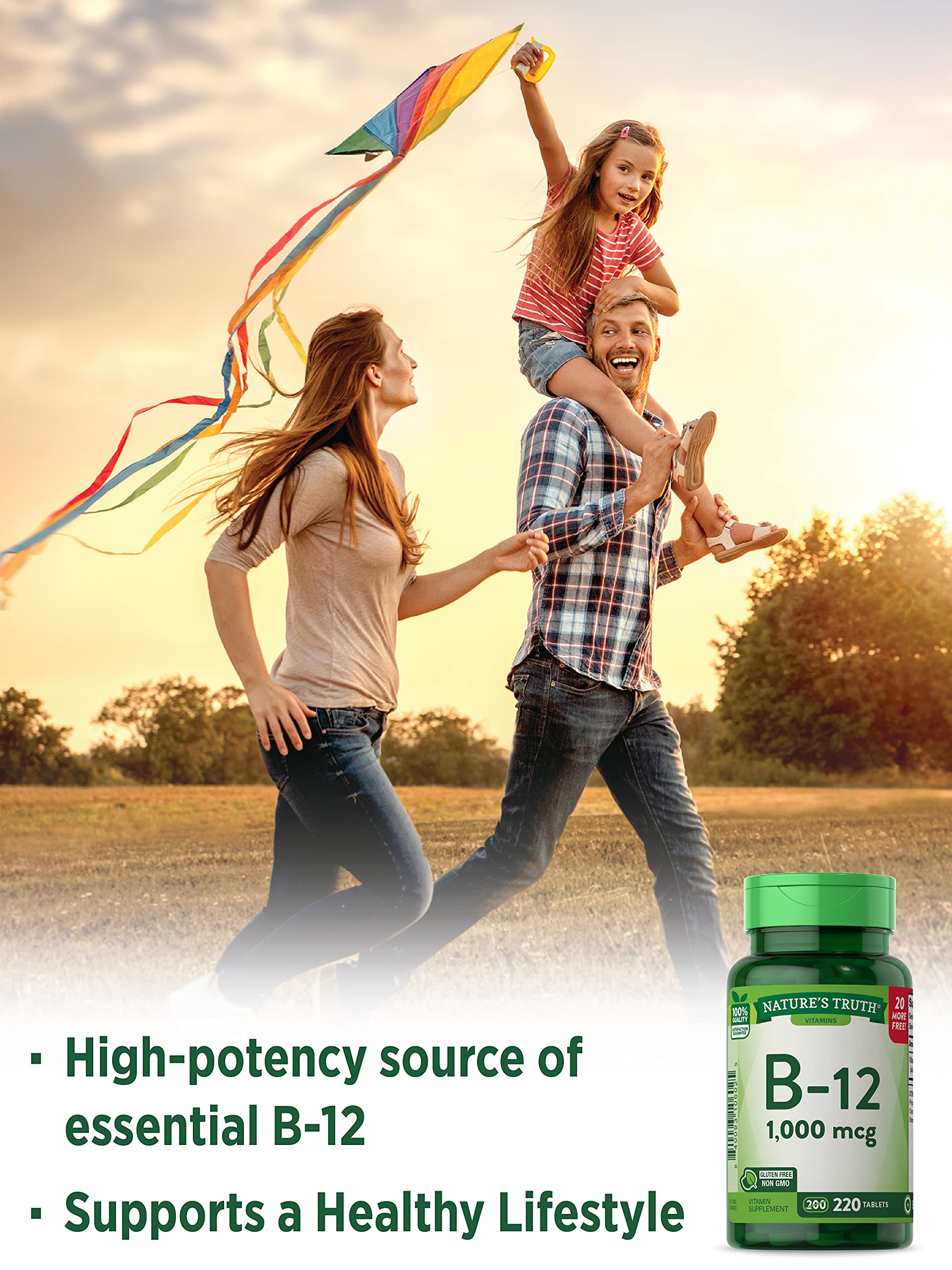 Nature's Truth B12 Vitamin Tablets | 1000 mcg | 220 Count | Non-GMO & Gluten Free Supplement